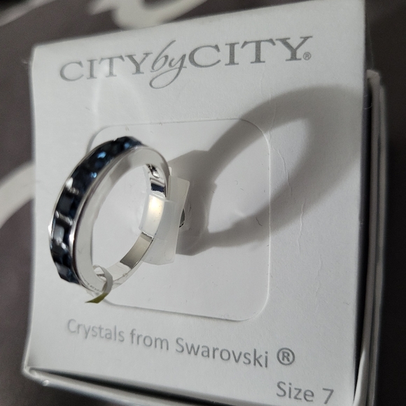 Jewelry | Sapphire Blue Swarowski Crystal Band Ring Sz 7 | Poshmark
